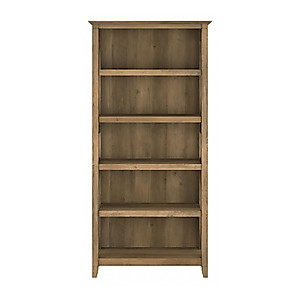 Bush Furniture Key West Tall 5 Shelf Bookcase in Reclaimed Pine | Large Book Shelf, Large Bookshelf for Living Room or Office