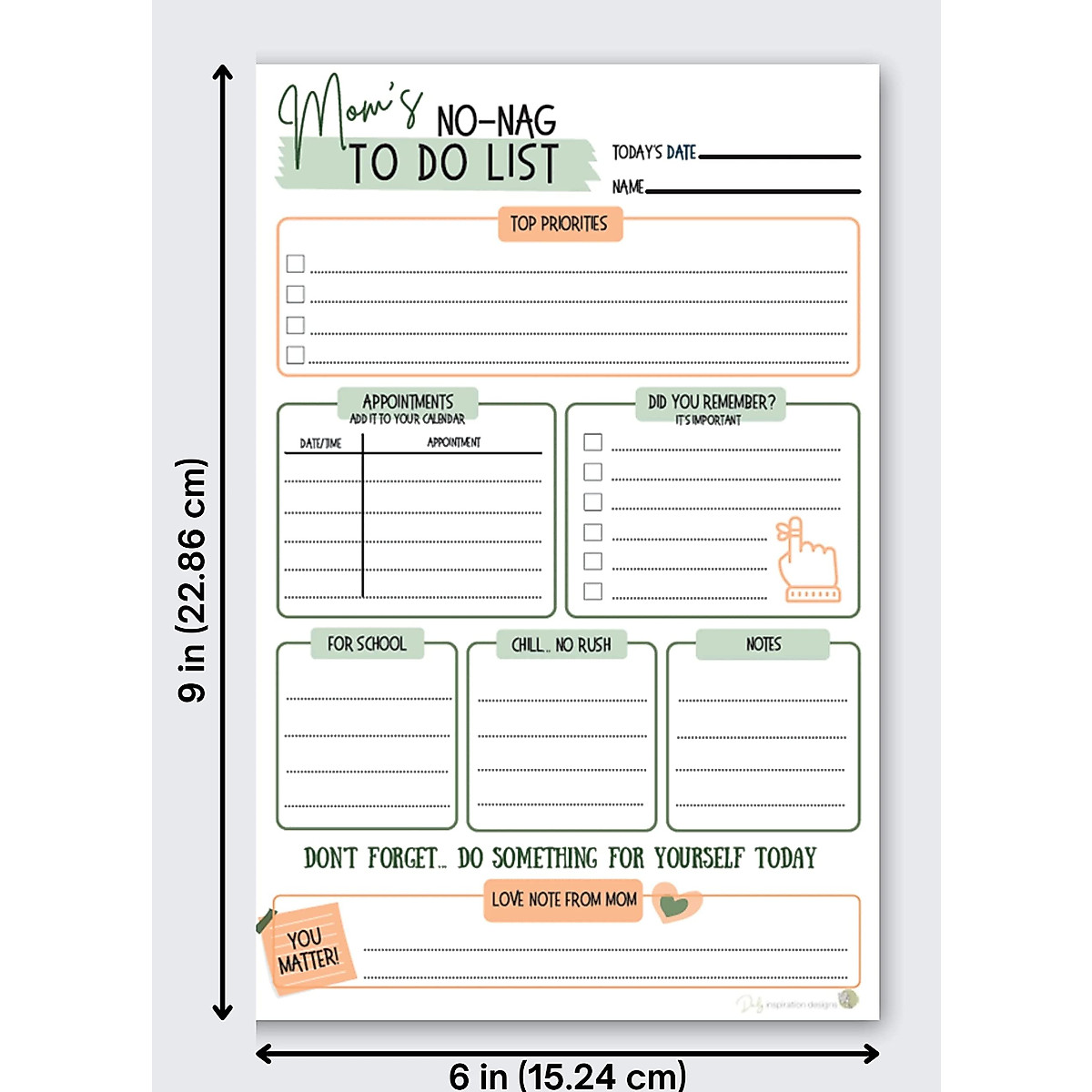 Mom's No-Nag To-Do List, 50 Tear-Off 6"x9" Sheet Pad (Perfect for Tweens and Teens) - Organizer, Scheduler, Daily Planner, Productivity Tracker for Organizing Goals, Notepad