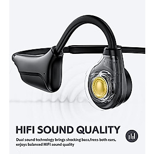 NAGFAK Bone Conduction Headphones Bluetooth Open Ear Running Headset Wireless with Mic Headphones Sport IP67 Waterproof Headphone Built-in 16GB Memory Cool Breathing Light
