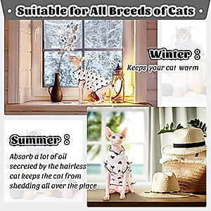 DENTRUN Heart Pattern Sphynx Hairless Cats Shirt, Kitten T-Shirts with Perlin Sleeves, Breathable Cat Wear Cute Sweater Adorable Hairless Cat's Clothes Vest Pajamas Jumpsuit