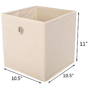 Amelitory Storage Bins Foldable Cube Organizer Fabric Drawer Set of 6 Beige
