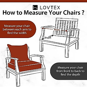 LOVTEX Outdoor Deep Seat Cushion Set, Water Resistant Outdoor Chair Cushions 24 x 24, Patio Chair Cushions for Outdoor Furniture (Deep Seat & Back Cushion), Brick Red