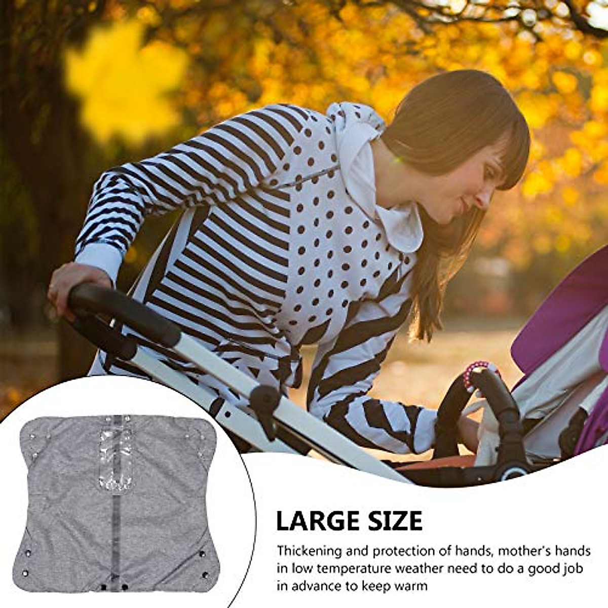 Kisangel Stroller Hand Winter Warmer Gloves Stroller Jogger Plush Warm Gloves Windproof Pram Handlebar Cover Mitten Bunting Bag for Buggy Pushchair Pram