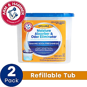Arm & Hammer AH Refillable Tub 2 Amazon Moisture Absorber, 14 oz (2 Pack), White,Blue, 28 Oz
