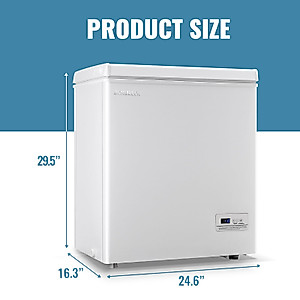 DEMULLER Chest Freezer with Electronic Control 41℉ to -15 ℉Deep Freezer 4.0Cubic Feet Freestanding Small Freezers with 2Removable Stainless Steel Basket Mini Freezer Top Open Door Compact Freezer