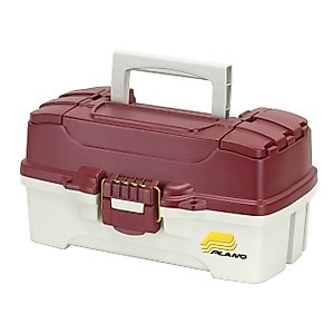 Plano 1-Tray Tackle Box with Dual Top Access, Red Metallic/Off White, Premium Tackle Storage (620106)
