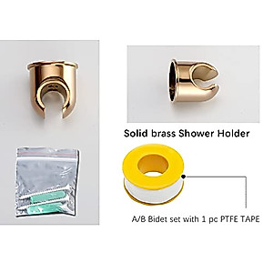 MINJING Handheld Toilet Bidet Sprayer, Brass Rose Gold Shower Douche Kit, Adjustable Water Pressure Control Cloth Diaper Sprayer, Wall Mount Cold Water Bathroom Bidet Faucet,B Set