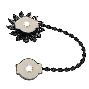 Sumnacon 2 Pcs Crystal Curtain Magnetic Tiebacks - Decorative Big Flower Curtain Clips Buckle with Stretchy Wire Rope, Sparkling Drapery Holdsbacks for Home Office Decor, Black