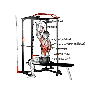 HAUSHECK Power Racks for Home Gym, Adjustable Squat Rαck with Pull Up Bar, J-Hooks, Dip Handles, 1400lbs Multi-Function Powēr Cage with Training Attachment, Orange