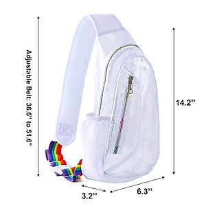 Edraco Clear Sling Bag, Stadium Approved Mini PVC Crossbody Shoulder Backpack, Transparent Casual Chest Daypack for Women & Men, Perfect for Hiking, Stadium or Concerts(White)