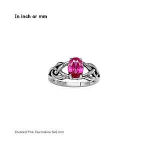 Silvershake Create Pink Tourmaline Gemstone 925 Sterling Silver Celtic Knot Weave Solitaire Ring Jewelry October Birthstone Size 8