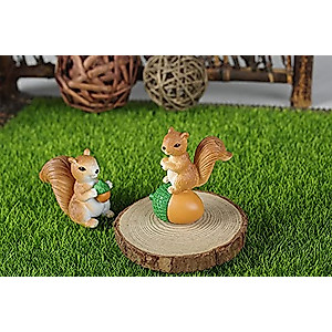 8Pcs Mini Squirrel Animal Figurines Garden Decor, Cute Fairy Garden Accessories Supplies, Miniature Character Toys Garden Statues Cake Toppers Decoration