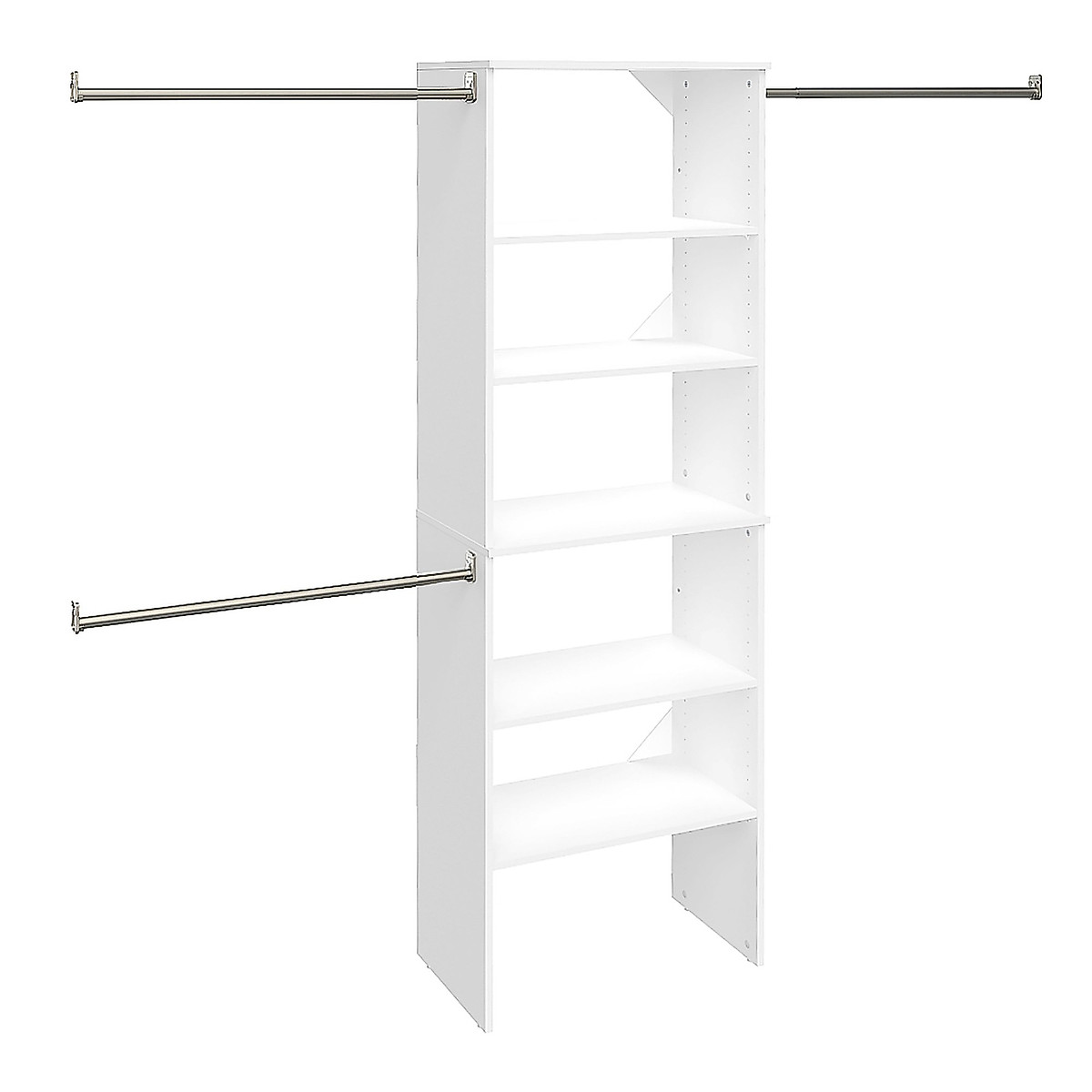 ClosetMaid SuiteSymphony Wood Closet Organizer with Expandable Rods and Shelves + Top Shelf Support Kit - Fits Closets 5-10 ft Wide