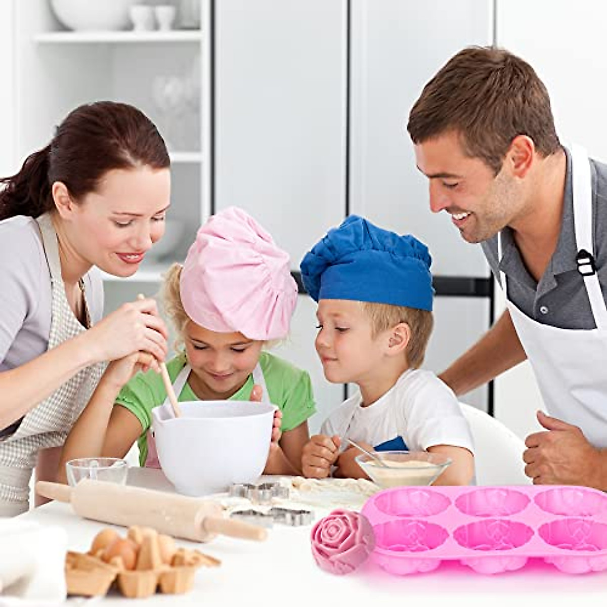 MOTZU 6 Cavity Rose Flower Silicone Ice Cube Candy Chocolate Cake Cookie Cupcake Baking Soap Mould