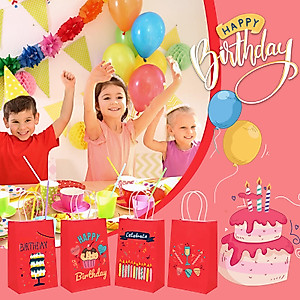 Moretoes 25pcs Red Gift Bags 5.25x3.2x8 Inches Kraft Paper Bags Small Gift Bags with Handles Bulk, Retail Bags for Valentines Day, Small Business, Merchandise, Birthday Wedding Party Favor Bags