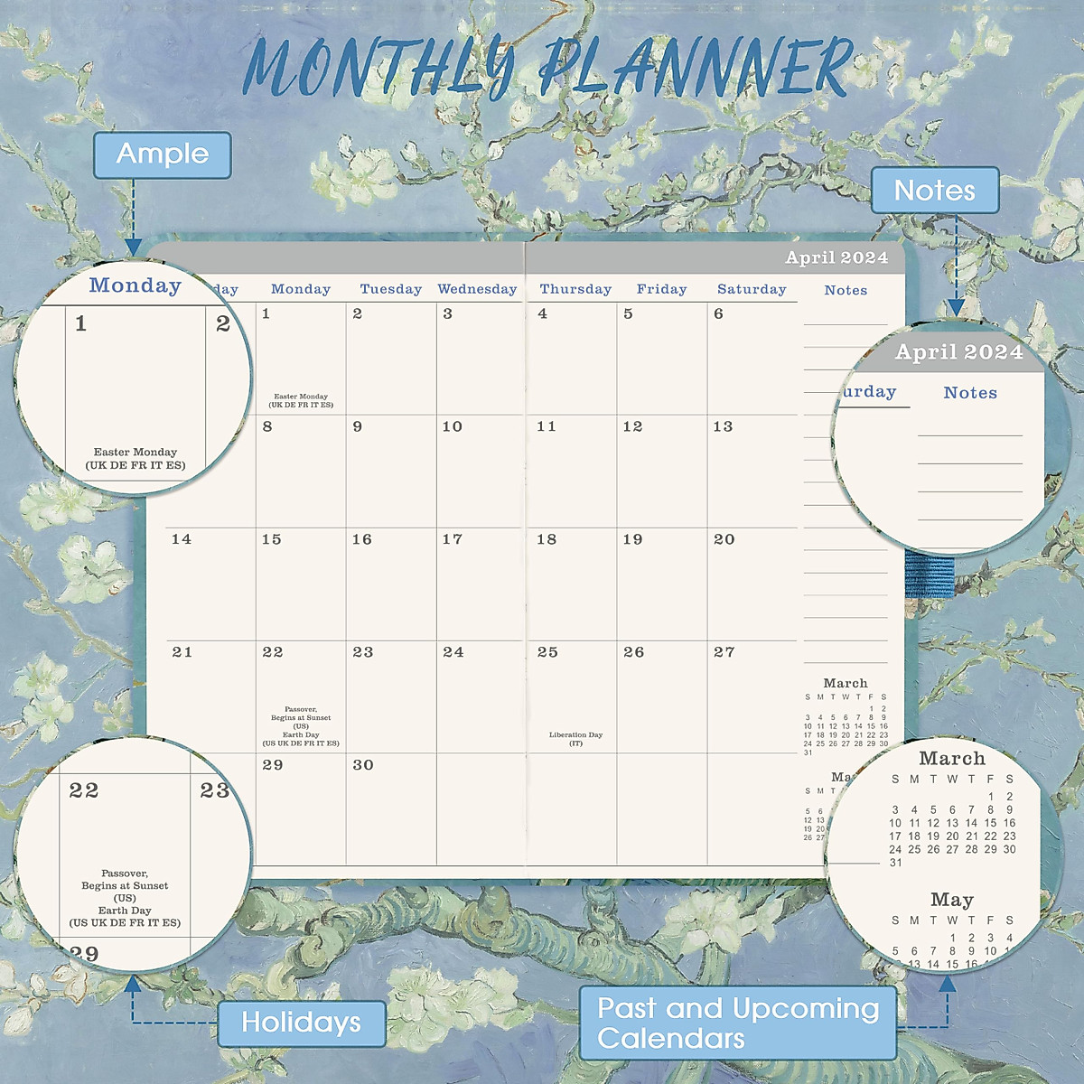 2024-2027 Monthly Pocket Planner/Calendar - Jul 2024 - Jun 2027(36 Months), 3 Year Monthly Planner 2024-2027, 6.3" x 3.8", with 61 Notes Pages, Inner Pocket, 2 Bookmarks, Pen Holder & Elastic Closure