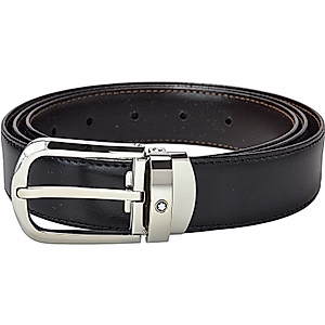 Montblanc Horseshoe Buckle Black/Brown 30 mm Reversible Leather Belt 114412