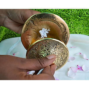 Brass Manjira Instrument Finger cymbal or Hand Cymbals Metal Clapper | METAL MANJEERA PERCUSSION KIRTAN POOJA | Tibetan Tingsha Manjeera Clash Traditional for Indian Music & Tibetan Prayer (Style 1)