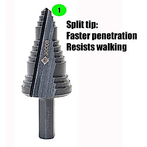 Greenlee 30005 STEP BIT, Black, Holes sizes 3/16" through 13/16"