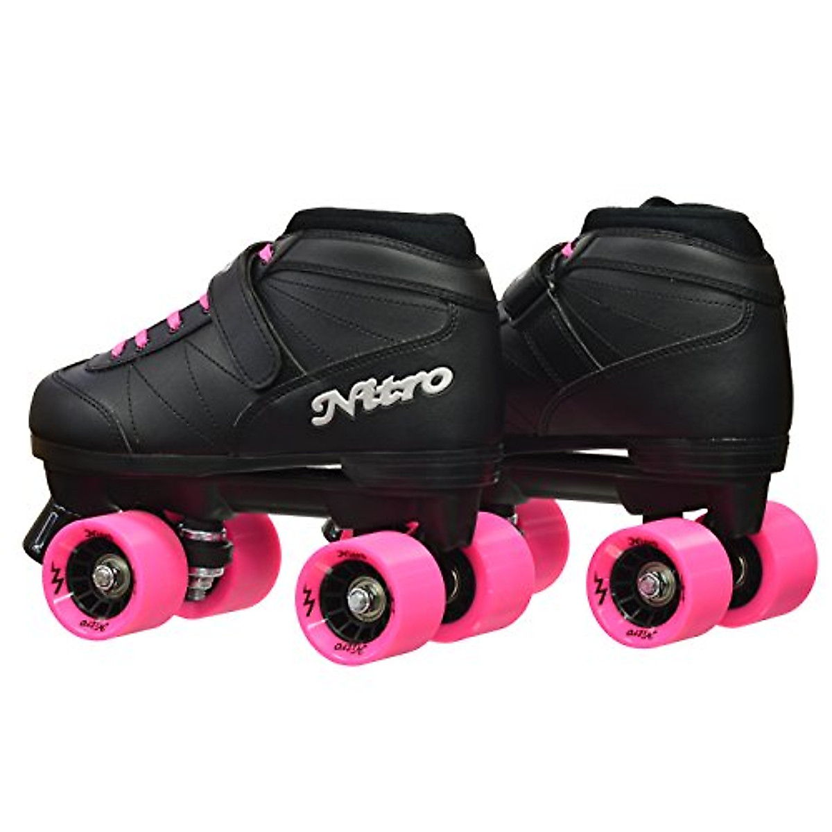 Epic Skates Super Nitro Indoor/Outdoor Quad Speed Roller Skates, Black/Pink, Adult 7