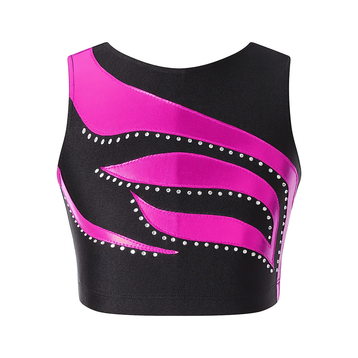 easyforever Kids Girls Sleeveless Shiny Rhinestone Ballet Dance Crop Tank Top Yoga Vest Sports Gymnastic Workout Bra Hot Pink 8 Years