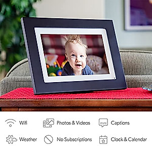 Simply Smart Home Photoshare 10” WiFi Digital Picture Frame, Send Pics from Phone to Frames, 8 GB, Holds 5,000+ Photos, HD Touchscreen, Black Wood Frame, Easy Setup, No Fees