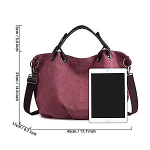 Mudono Top Handle Handbag for Women Large Capacity Shoulder Bag Canvas Crossbody Bag Casual Tote Bag Retro Satchel Purse
