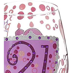 Designs by Lolita “21” Hand-painted Artisan Stemless Wine Glass, 20 oz.