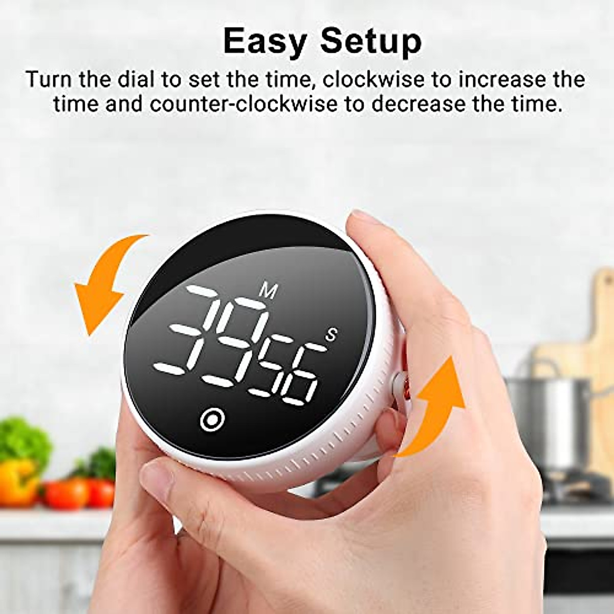 HOOMIL Timer, [Easy to use][Easy to Read] Kitchen Timer, Magnetic Digital Visual Timer, with Mute/Loud Alarm Switch Classroom Timer for Cooking, Baking, Sports, Games, Office - White