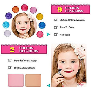 Tomons Kids Makeup Kit for Girls Princess Real Washable Cosmetic Pretend Play Toys with Mirror - Safety Tested- Non Toxic