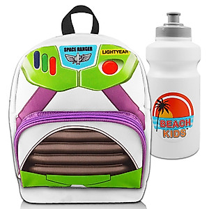 Disney Buzz Lightyear Mini Backpack Set - 10” Canvas Toy Story Backpack with Front Pocket Plus Bottle | Buzz Lightyear Backpack Bundle
