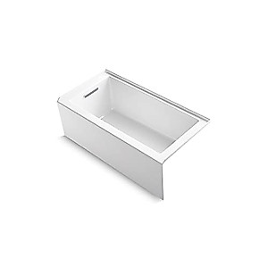 KOHLER K-20201-LA Underscore Rectangle 60-Inch x 30-Inch Alcove Bath with Integral apron, integral flange and left hand drain, White
