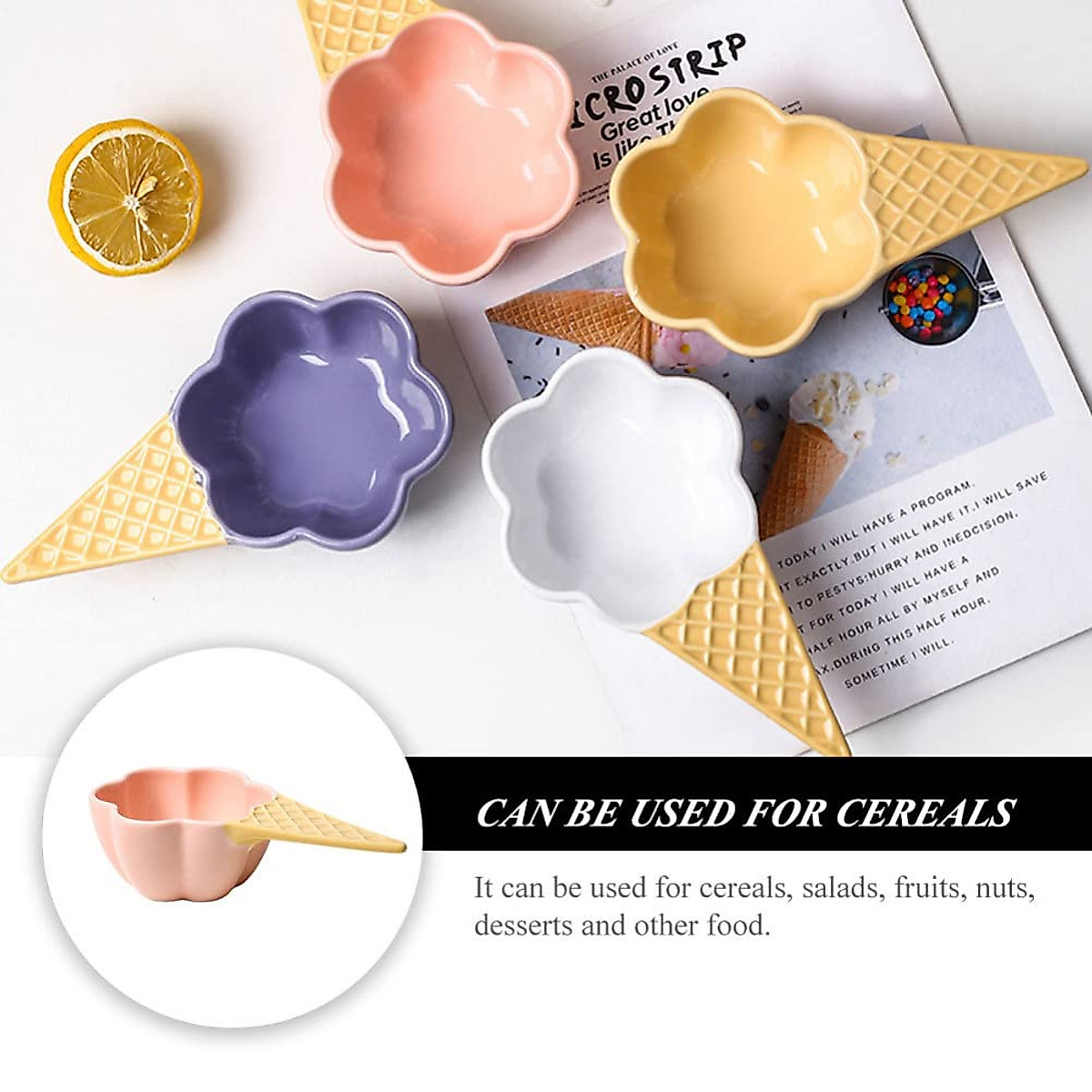 Operitacx Ceramic Ice Cream Bowl Glass Salad Bowls Ceramic Prep Bowls Ice Cream Cups Ceramic Rice Bowl Dessert Dish Ceramic Dessert Bowls Cooking Bowl Child Cereals Multifunction Ceramics