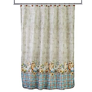 SKL Home Harvest Sentiments Shower Curtain and Hook Set, Multicolored
