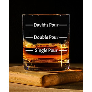 CARVELITA Personalized 11oz Whiskey Glass, Engraved Old Fashion Custom Rack Glass, Pour Line Gift Idea, Personalized For Him, Single Pour, Double Pour, For Christmas, Fathers Day, Birthday