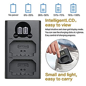 FB Dual Charger for Sony NP-FZ100 Battery, Compatible with Sony A7III, A7SIII, A7R4, A9, A9S Cameras, Designed with LCD Display, Support Type-C and Micro USB, Sony a7iii Battery Charger