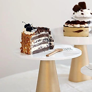 XENITE Dessert Set of 2 Round Cake Stands for Dessert Table Wood Cupcake Stand W/Metal Round Pedestal Holder Dessert Display Plate Serving Tray for Party Fruit Plate