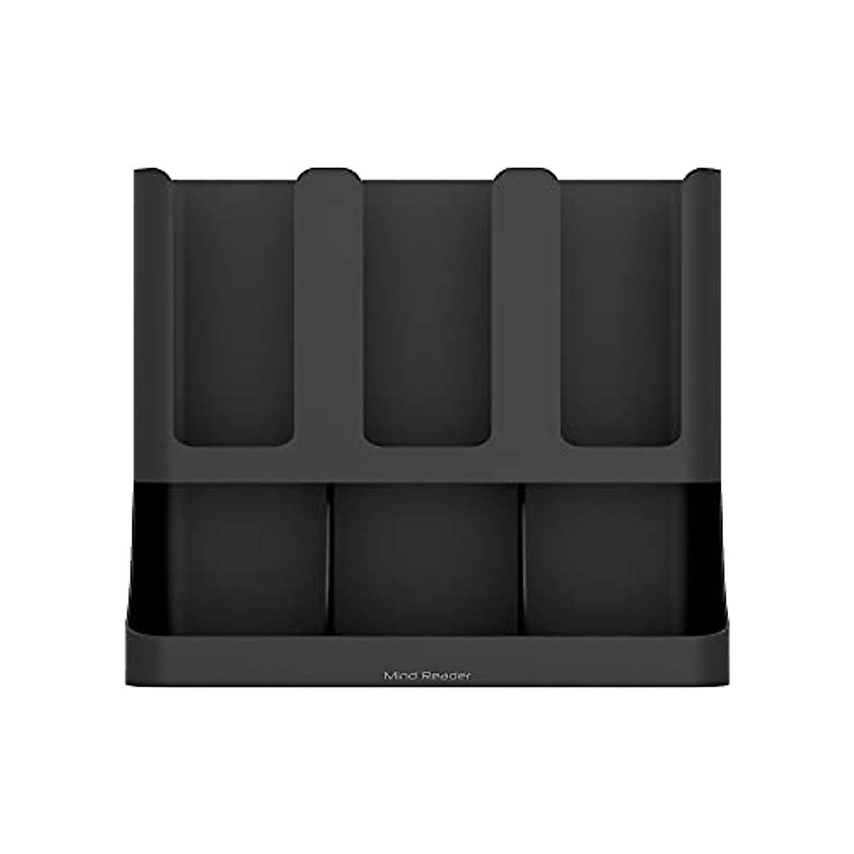 Mind Reader 6 Compartment Upright Breakroom Coffee Condiment and Cup Storage Organizer, Black, 13.5 x 4.30 x 12