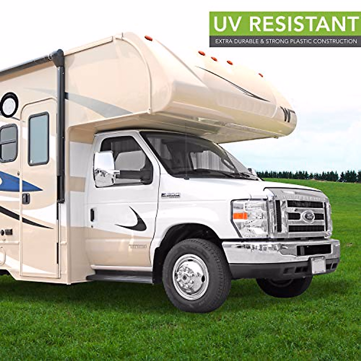 Leisure LED RV Trailer Camper 5th Wheel Black 8.5" Round Scare Porch 12V LED Light 600 LM with Angled Bezel (LED Light with Angle Bezel Black)