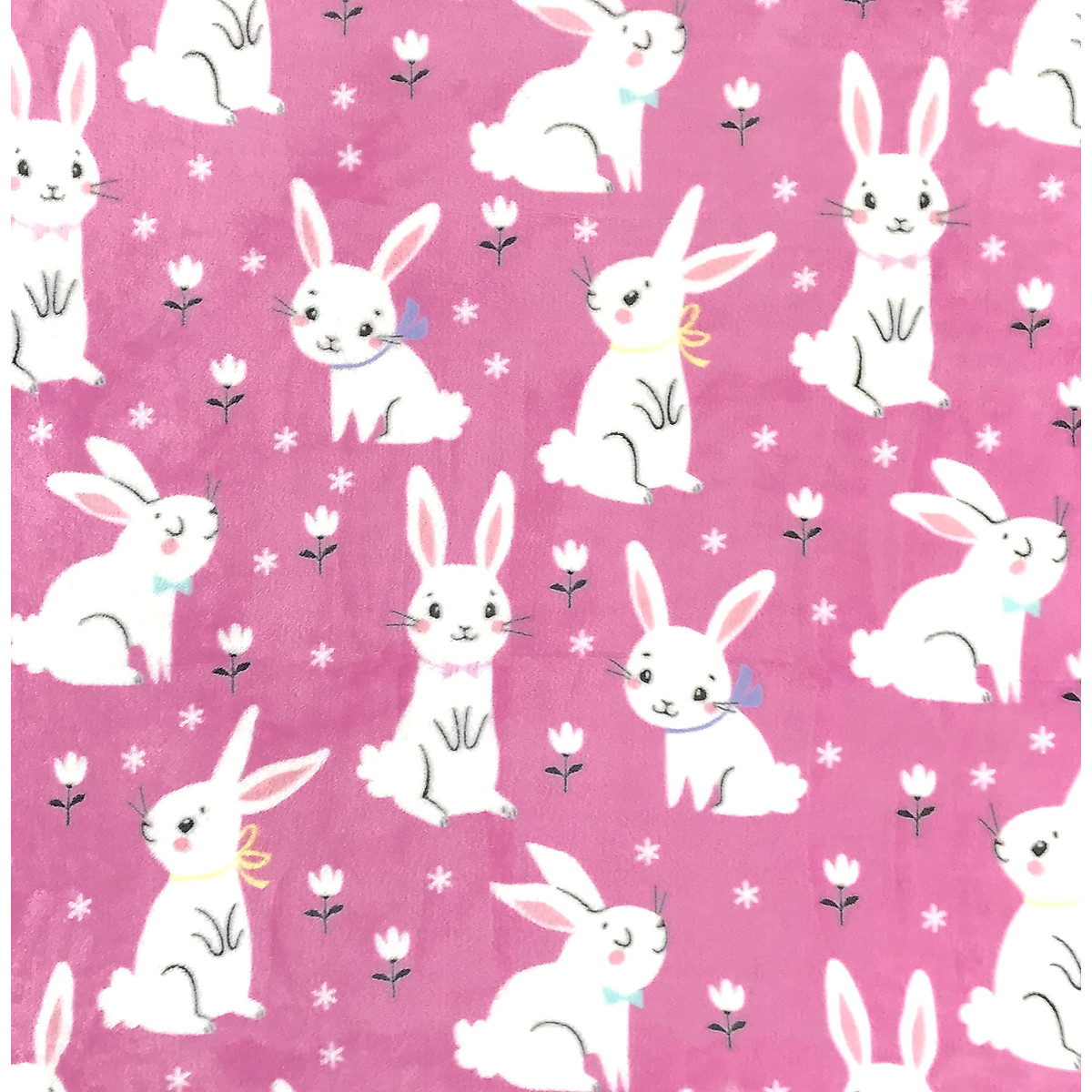 Spring Fleece Throw Blanket: Spring Bunnies and Flowers, Soft Cozy Velvet Fleece, Pink Blue White, 50" x 60" Inch for Girls and Boys (Spring Bunny)