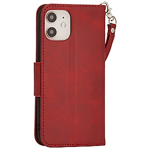 Glow Co, Ltd. iPhone 12 Notebook Type Case with Strap, Red, Tempered Glass & Stylus Pen Included 407-1-02