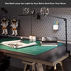 Arteasy LED Desk Lamp, Desk Light for Home Office, Dual Light Source, Eye-Caring Optical Lens, 5 Color Modes & Brightness, Swing Arm Office Lamp, Clamp Lamp with Timer/Memory Function, 18 W(Black)