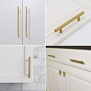Haliwu 30 Pack Cabinet Handles Brass Gold Cabinet Pulls 3 Inch Hole Center Drawer Pulls Modern Bar Dresser Handles for Bathroom Kitchen Bedroom
