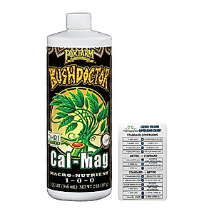 FoxFarm Bush Doctor Cal-Mag Organic | Calcium and Magnesium Plant Supplement | 1 Quart (32 fl oz) + Twin Canaries Chart