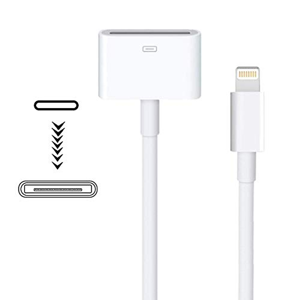 Apple Lightning to 30 Pin Adapter,MFi Certified 8 Pin Male to 30 Pin Female Connector Converter with iPhone Lightning Charger Cable Cord Compatible iPhone 12 11 X 8 7 6P 5S 4S 4 3 3G/iPad/iPod White