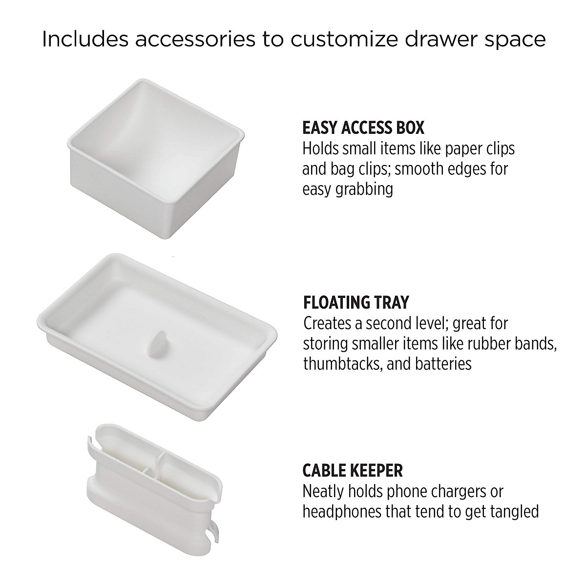 Copco Draw Organizer, Four Piece, White With Gray Liner