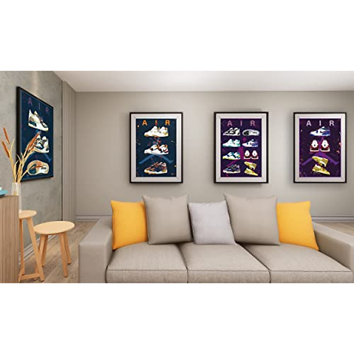 Sneaker Air Jordan Wall Art Poster Prints Set of 4 No1, Shoes Poster Art Sports, Themed Wall Art For Basketball fans Boys Room, Shoes Collection Aesthetic Cool Poster for Teen Boys Guys Men Room Dorm Bedroom Wall Decor Size 11.7x16.5 inch UNFRAMED (Sneake