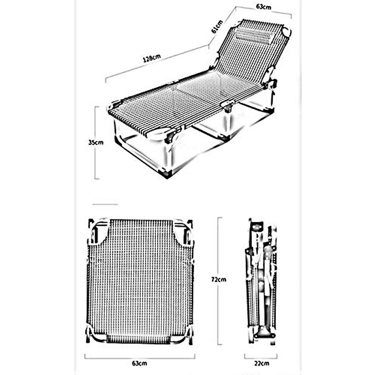 XZGDEN Lightweight Camping Chairs Garden Loungers Folding Chair Deck Chair Chaise Lounges, Terrace Recliner Beach Chair Folding Lounge Camping Pool Support 440 Pounds (Color : D)