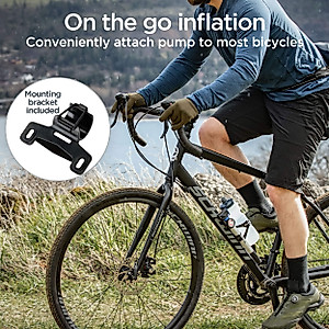 Schwinn Air Sport Plus, Bike Frame Hand Pump with Rotating Pump Head, Pressure Gauge, Pumps 120 Max PSI, Dual Head Fits Schrader and Presta Valve Types, Silver