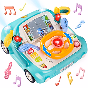 Kids Steering Wheel Toy Musical Baby Car Toddlers Toys Age 1-2-3 Interactive Learning Simulation Drving Toy Car Seat Toy Develops Fine Motor Skills for 1 2 3 Years Old Baby Boys Girls